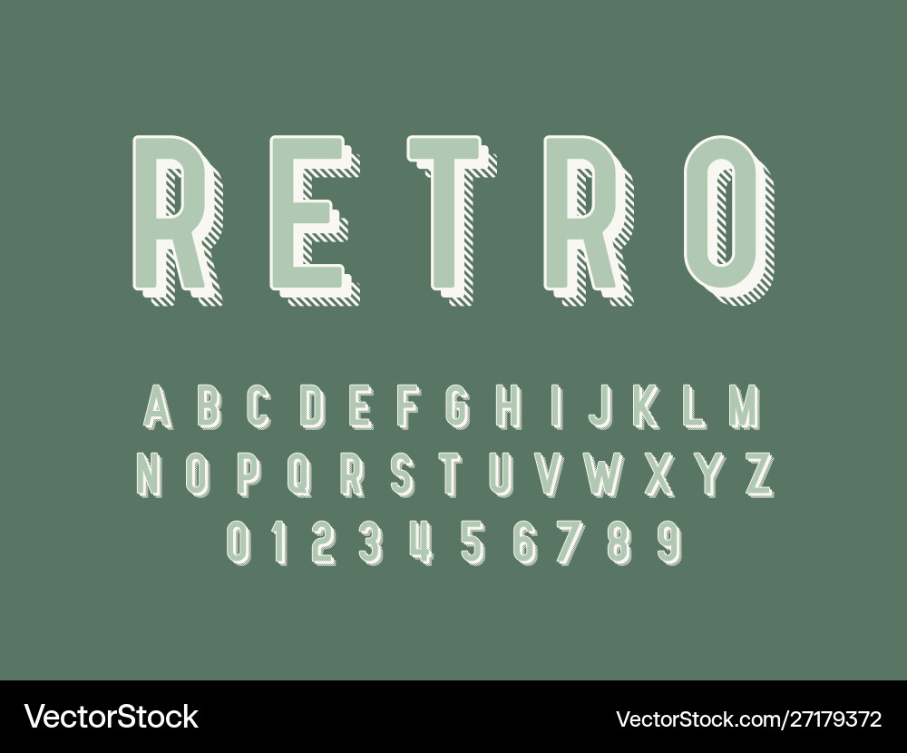 Retro font and alphabet stock Royalty Free Vector Image