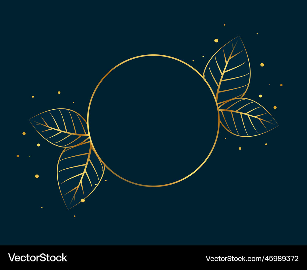 Royal circle frame with golden leaves design Vector Image