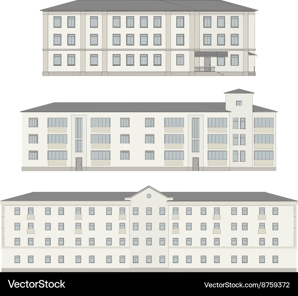 Set detailed historical building facades Vector Image