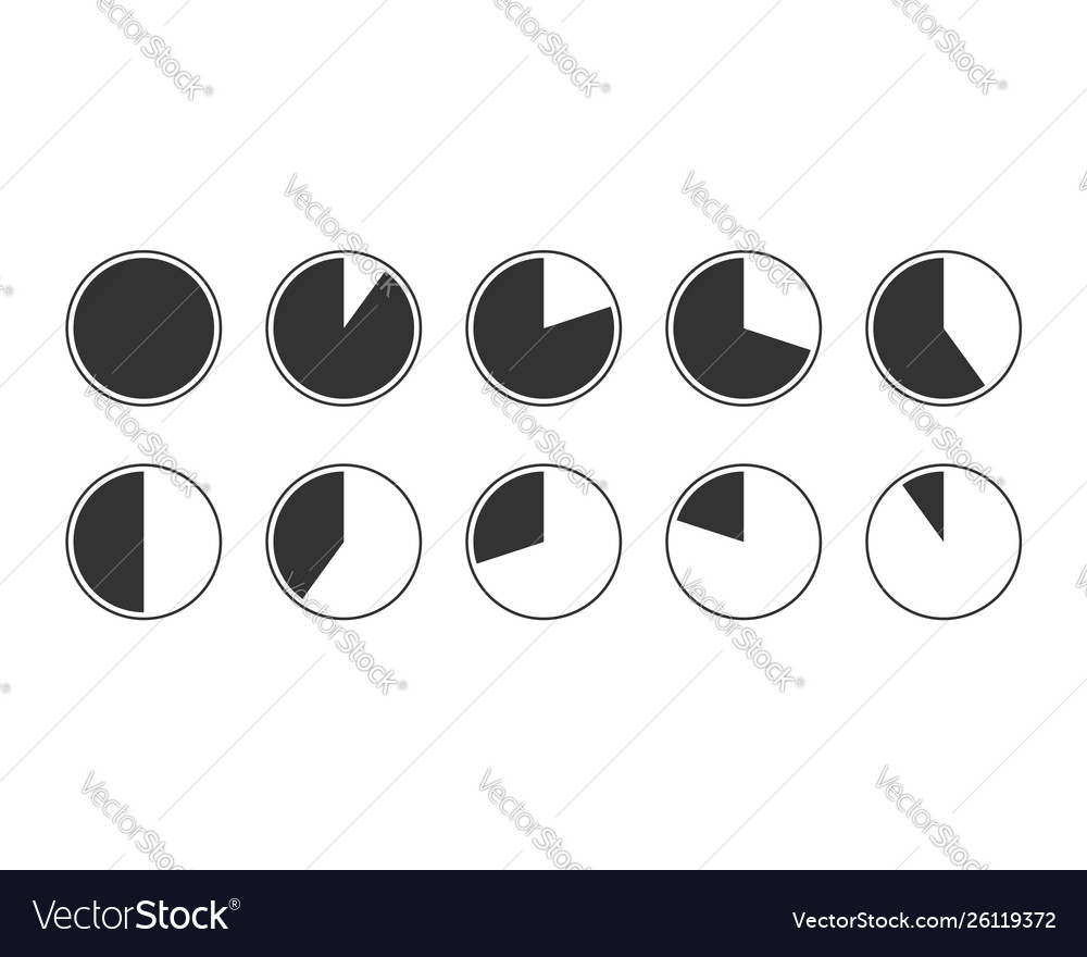 Set pie chart icons circle diagram collection Vector Image