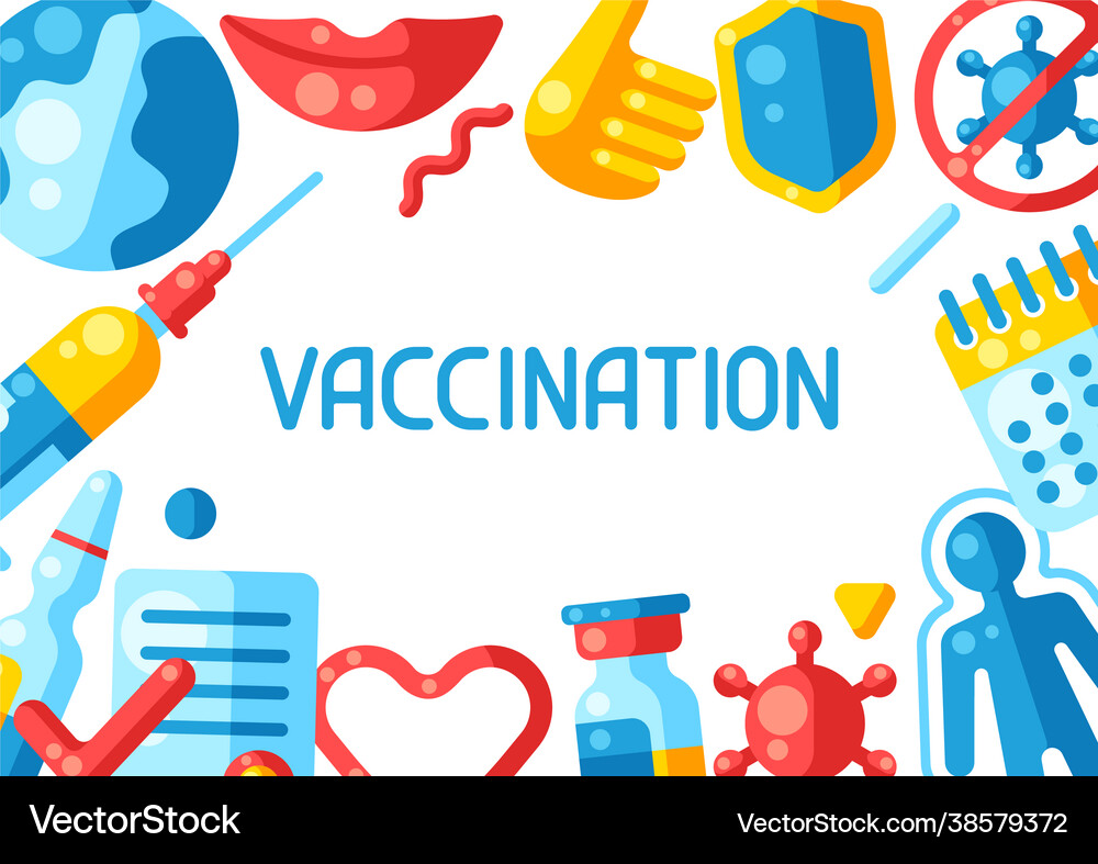 Vaccination concept background with vaccine icons Vector Image