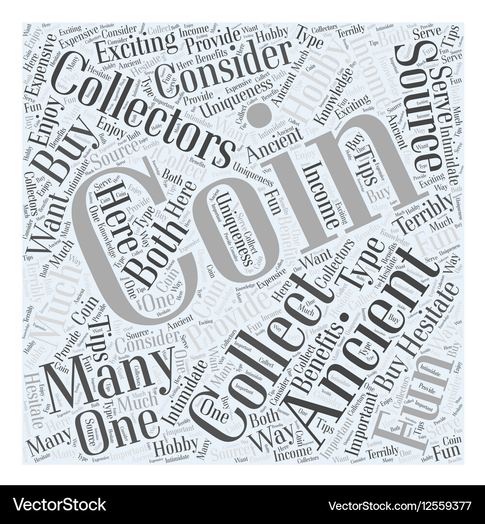 BWCC ancient coin collecting Word Cloud Concept Vector Image