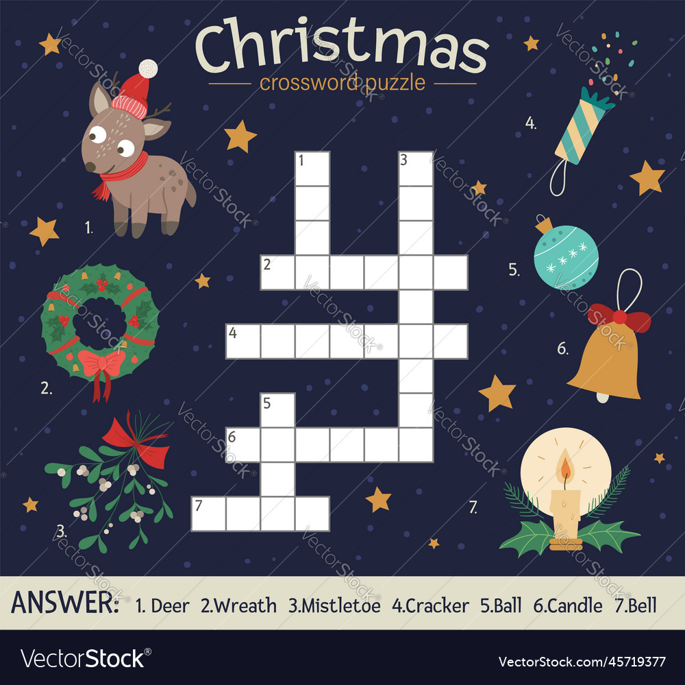 Christmas crossword puzzle bright and colorful Vector Image