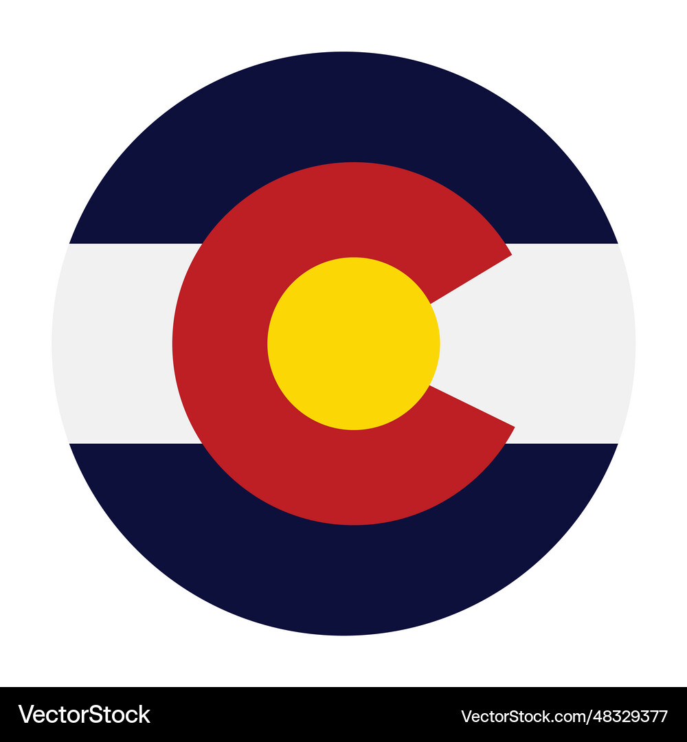 Circle badge colorado flag isolated Royalty Free Vector