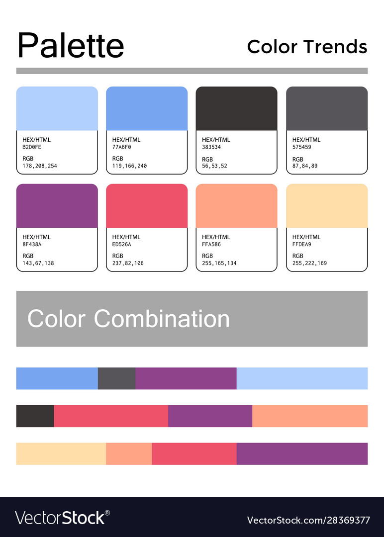 Color palette harmonious combination codes Vector Image