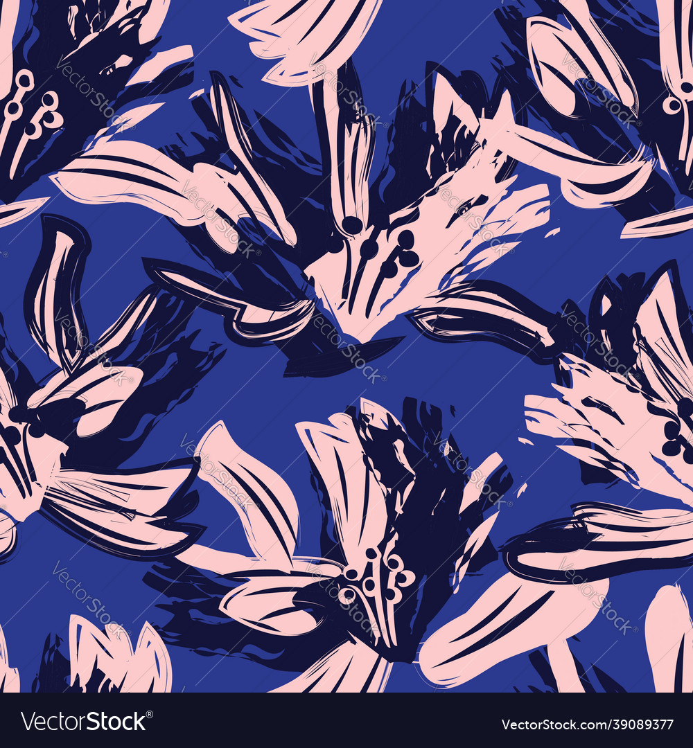 Floral brush strokes seamless pattern background Vector Image