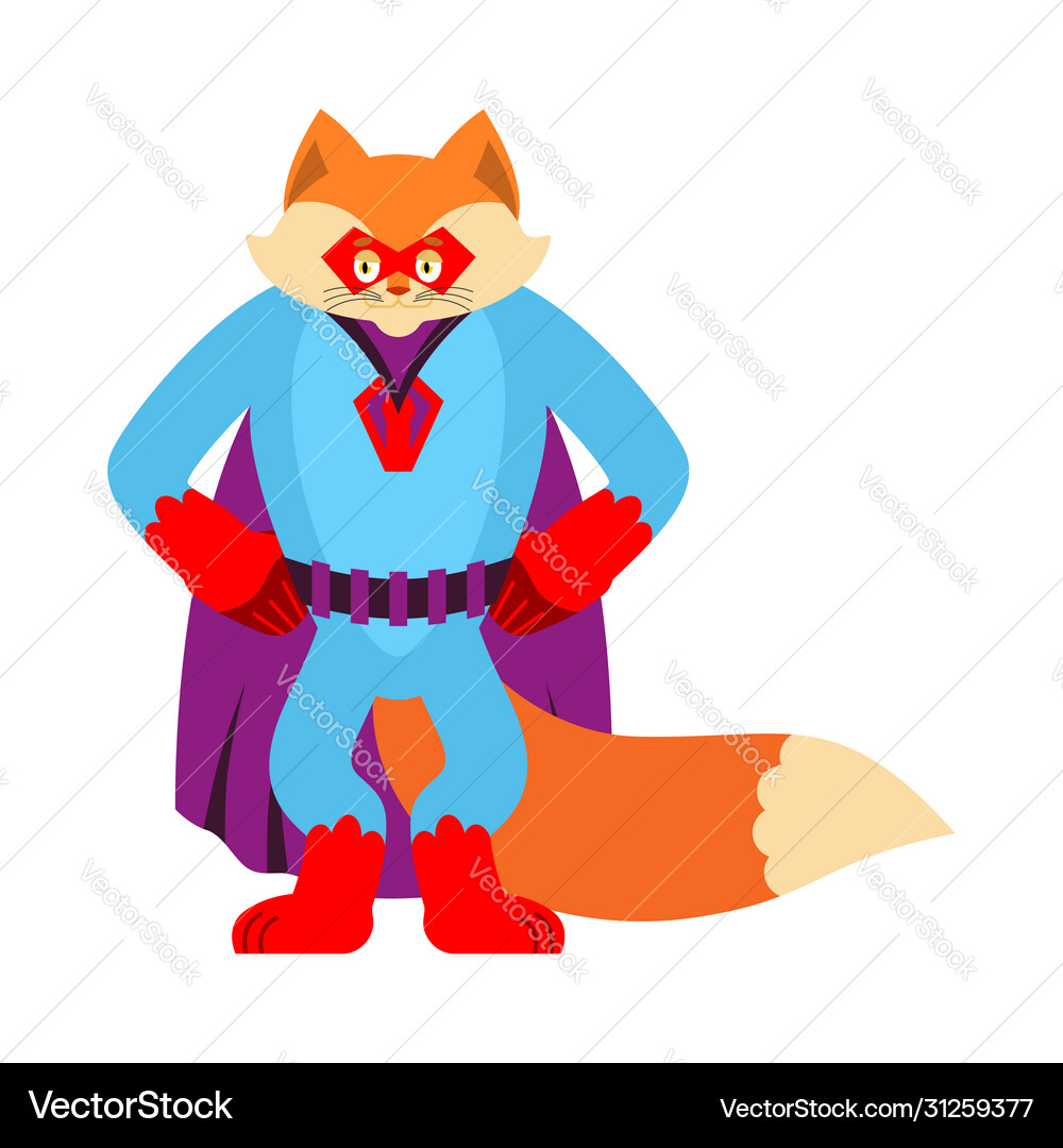 Fox superhero super wild beast in mask Royalty Free Vector