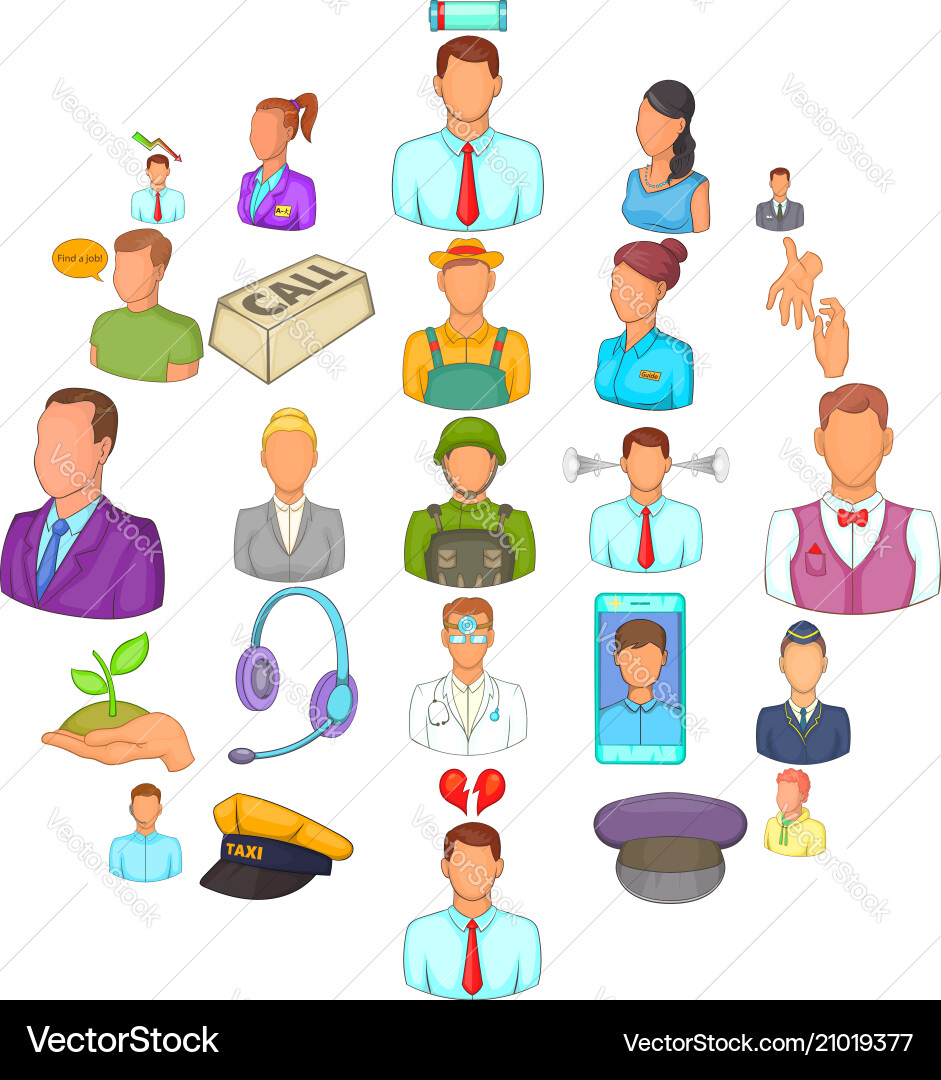Human resource icons set cartoon style Royalty Free Vector