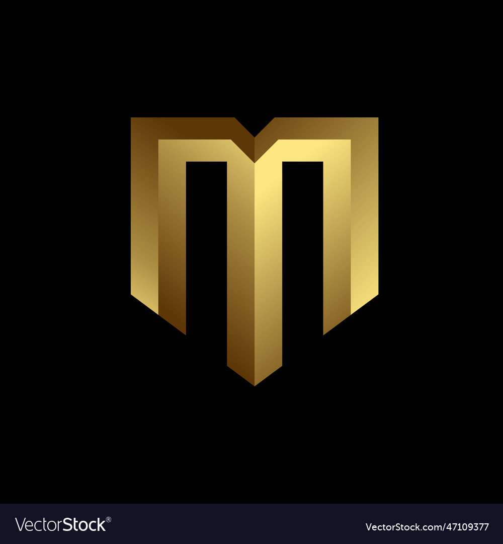 Letter m shield logo design Royalty Free Vector Image