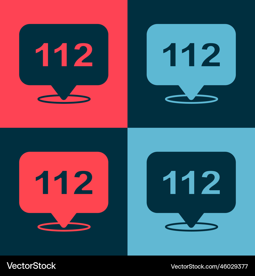 Pop art telephone with emergency call 112 icon Vector Image