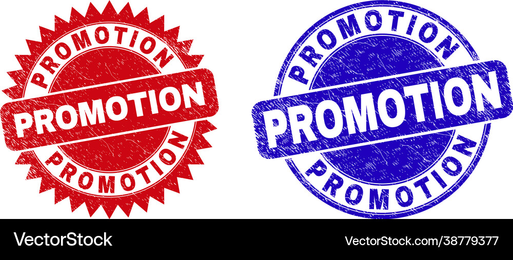 Promotion rounded and rosette stamps with unclean Vector Image