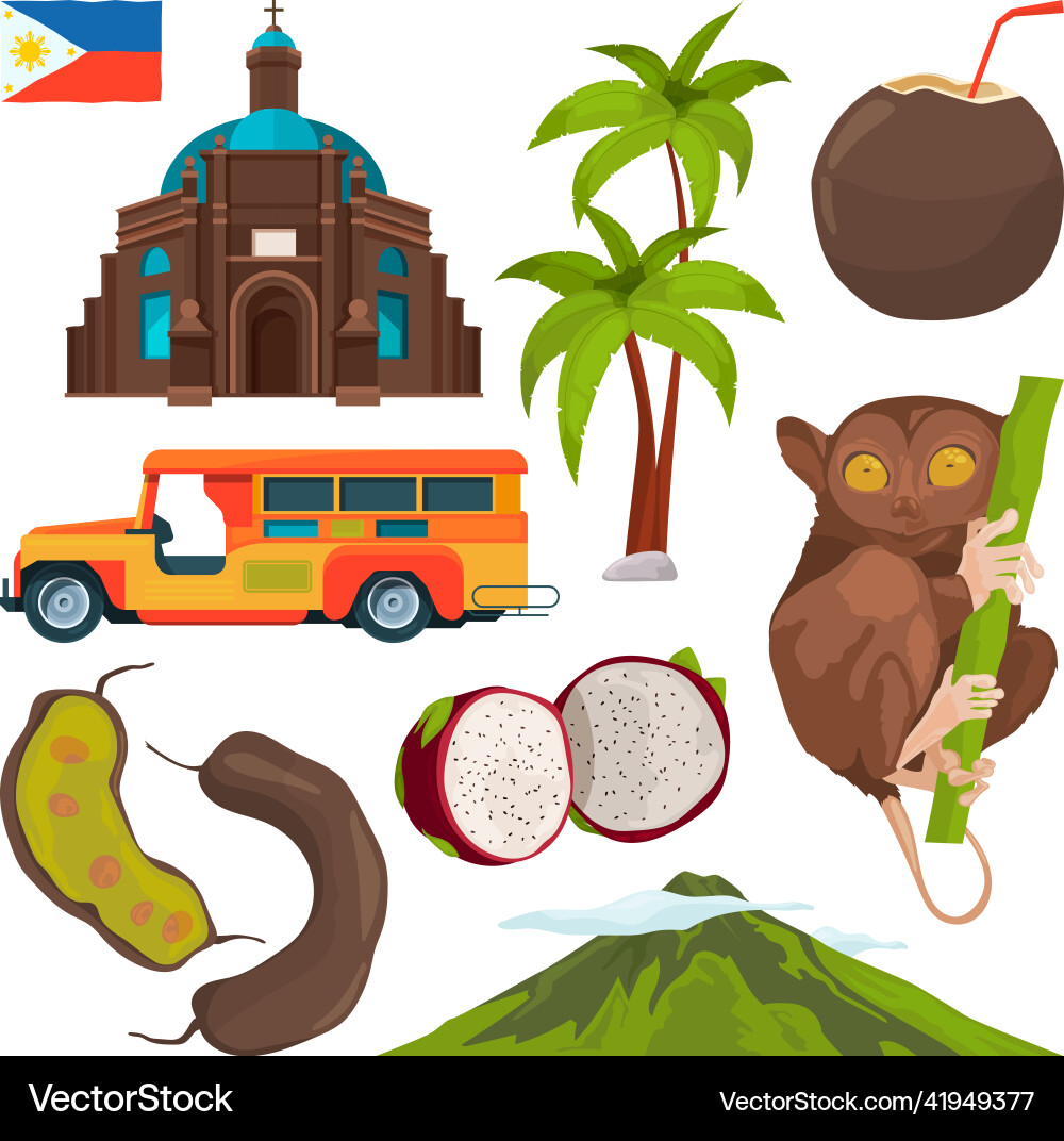 Set of colored symbols philippines Royalty Free Vector Image