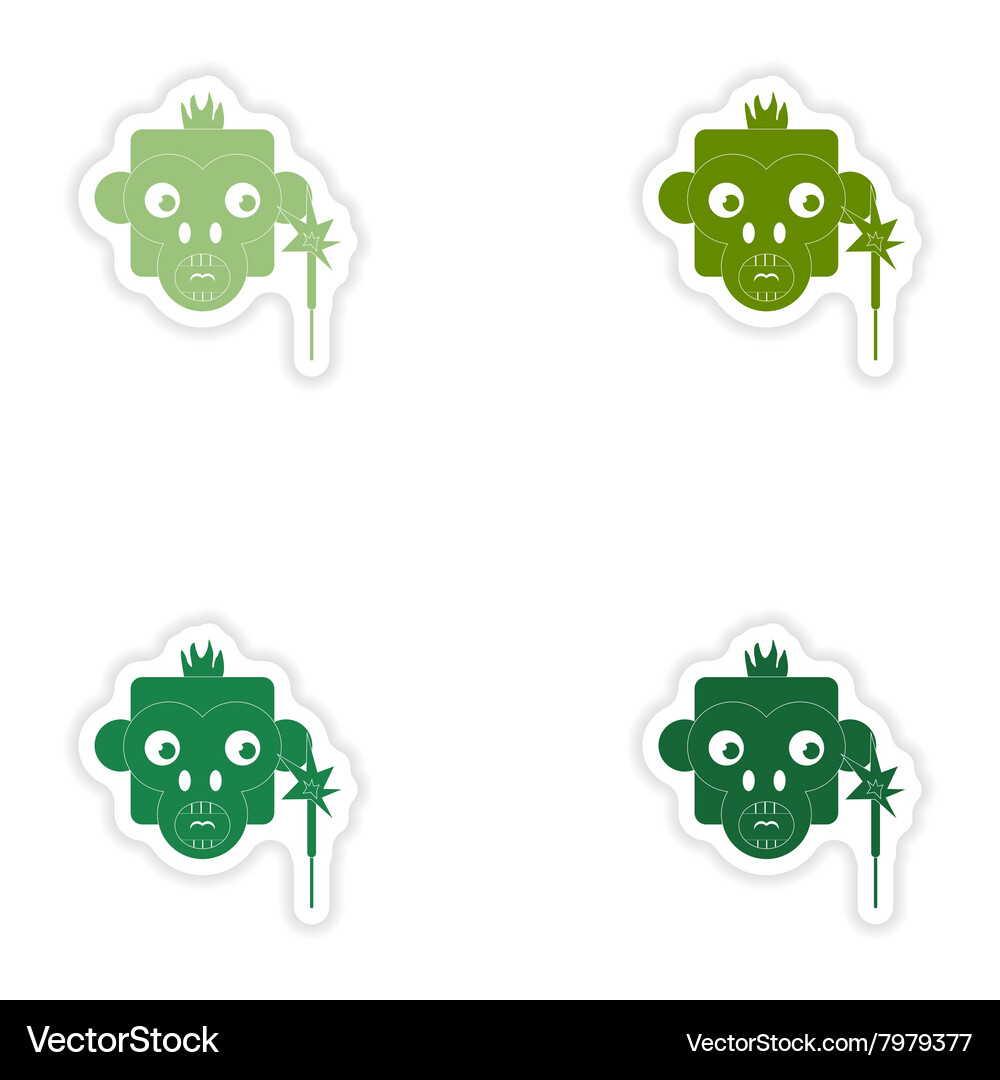 Set of paper stickers on white background monkey Vector Image