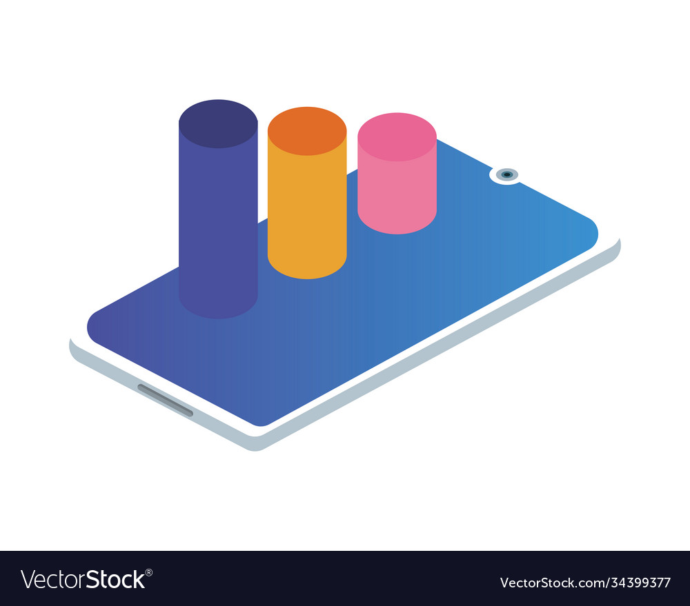 Smartphone device technology with statistics bars Vector Image