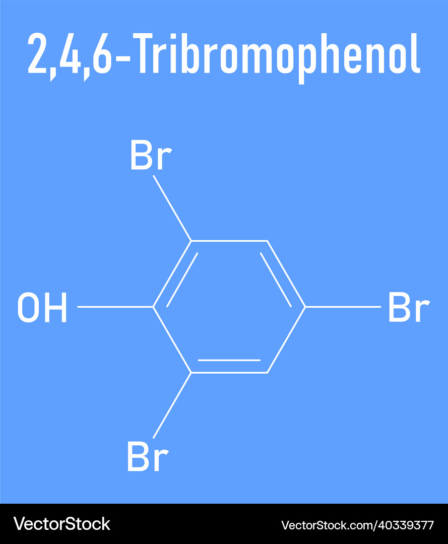 Tribromophenol molecule skeletal formula Vector Image