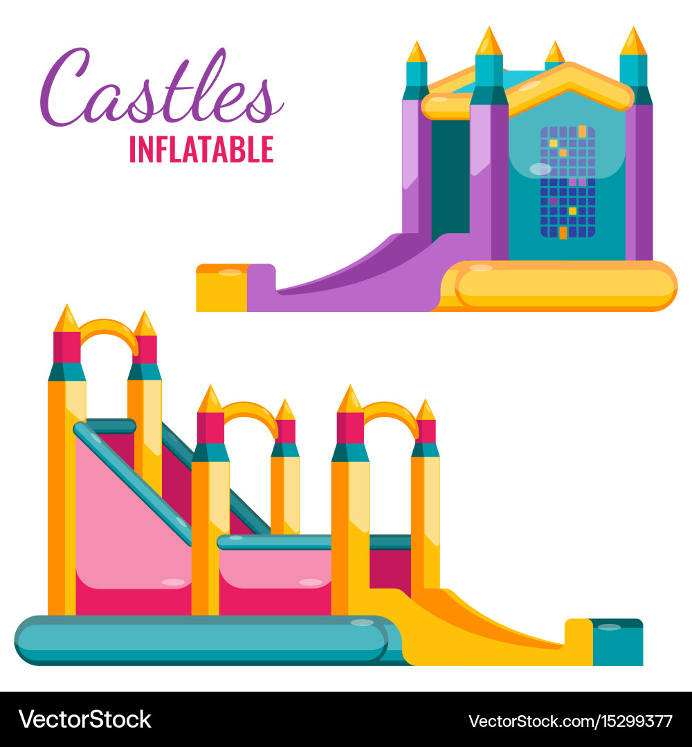 Two colorful castles inflatable isolated on white Vector Image