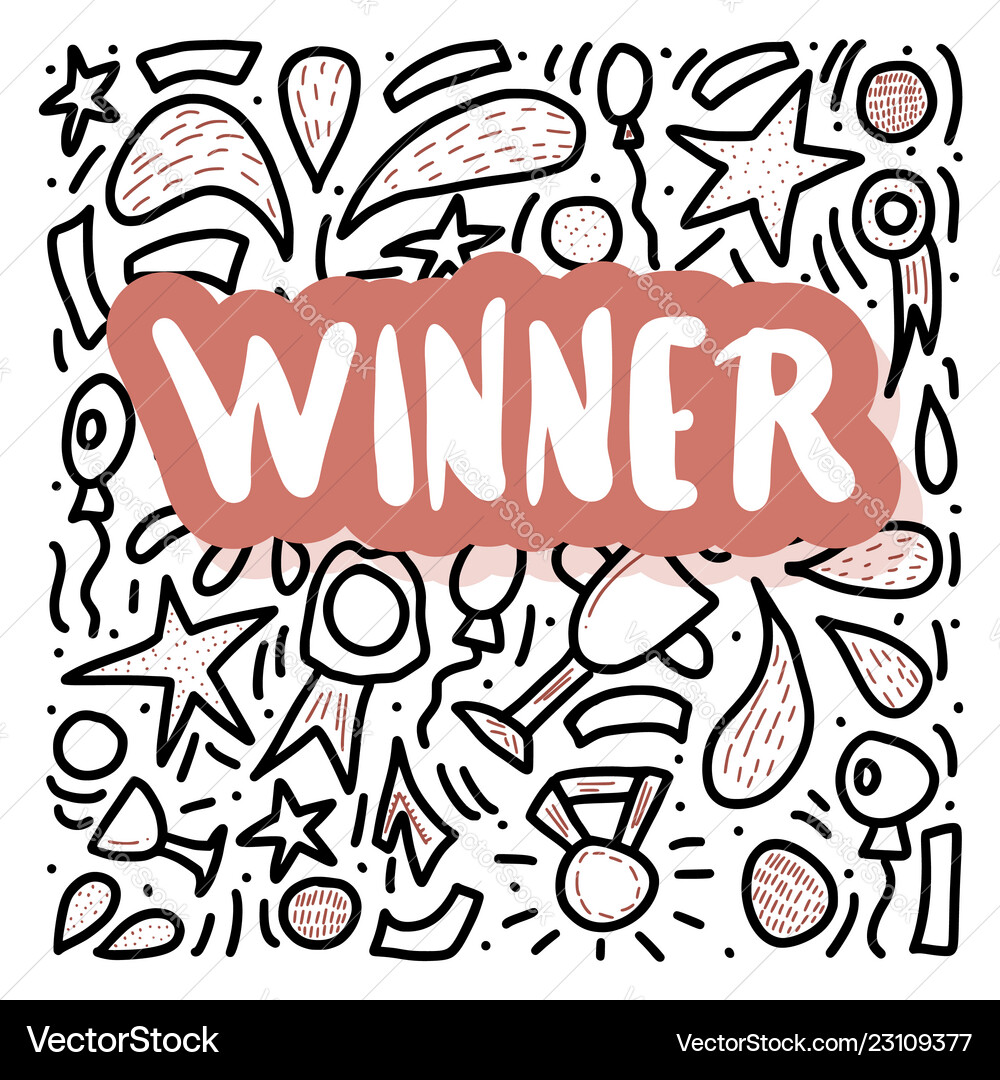 Winner lettering with decoration quote Royalty Free Vector