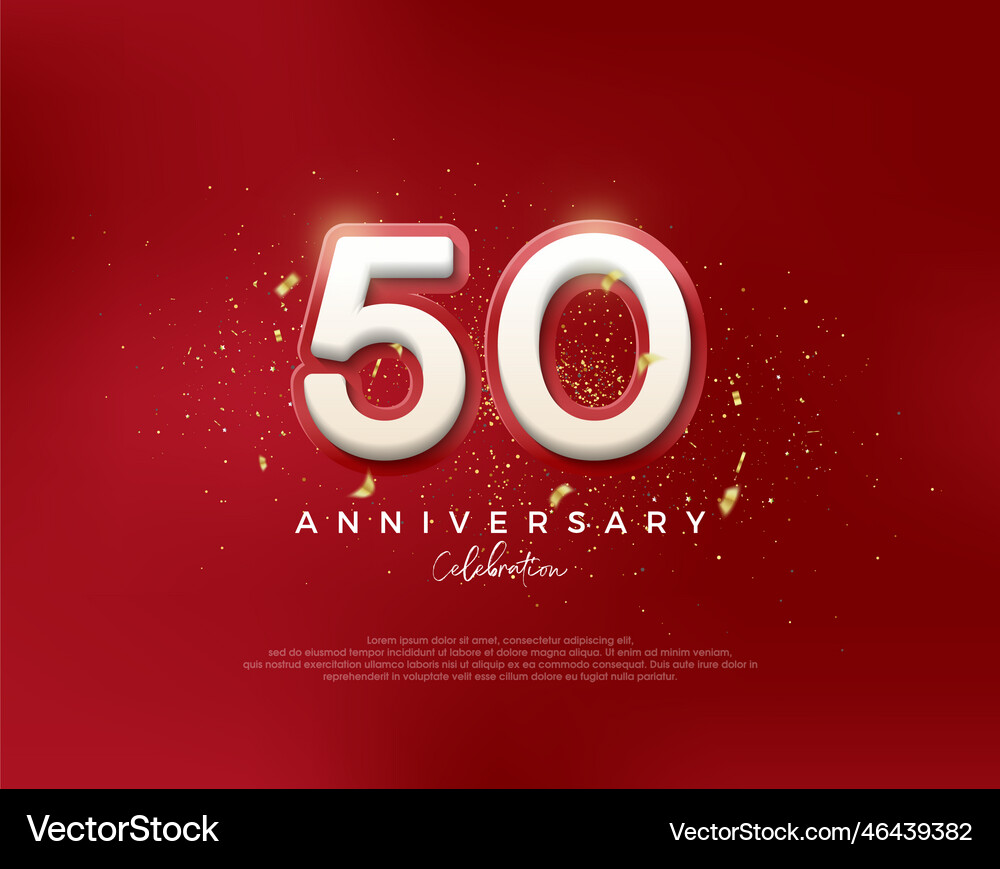 50th anniversary number with 3d white numbers Vector Image