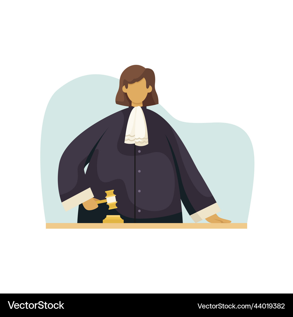 A judge with gavel in robe profession flat Vector Image