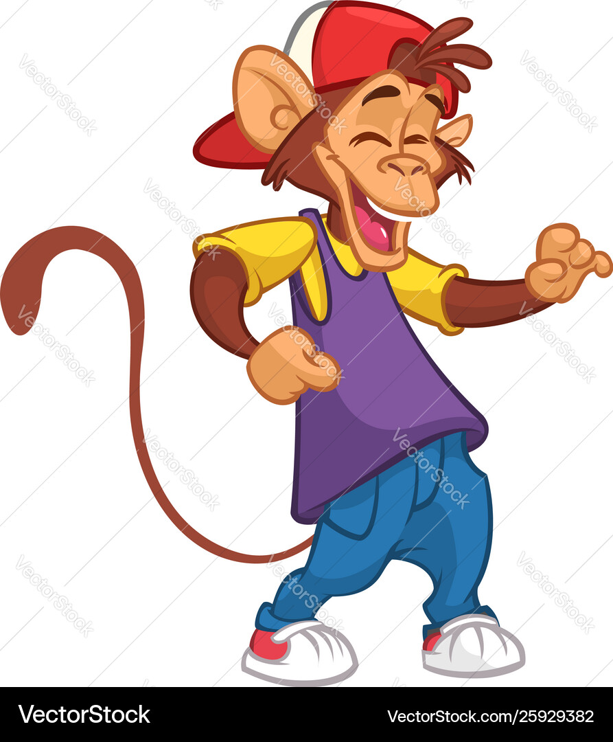 Cartoon monkey dancing Royalty Free Vector Image