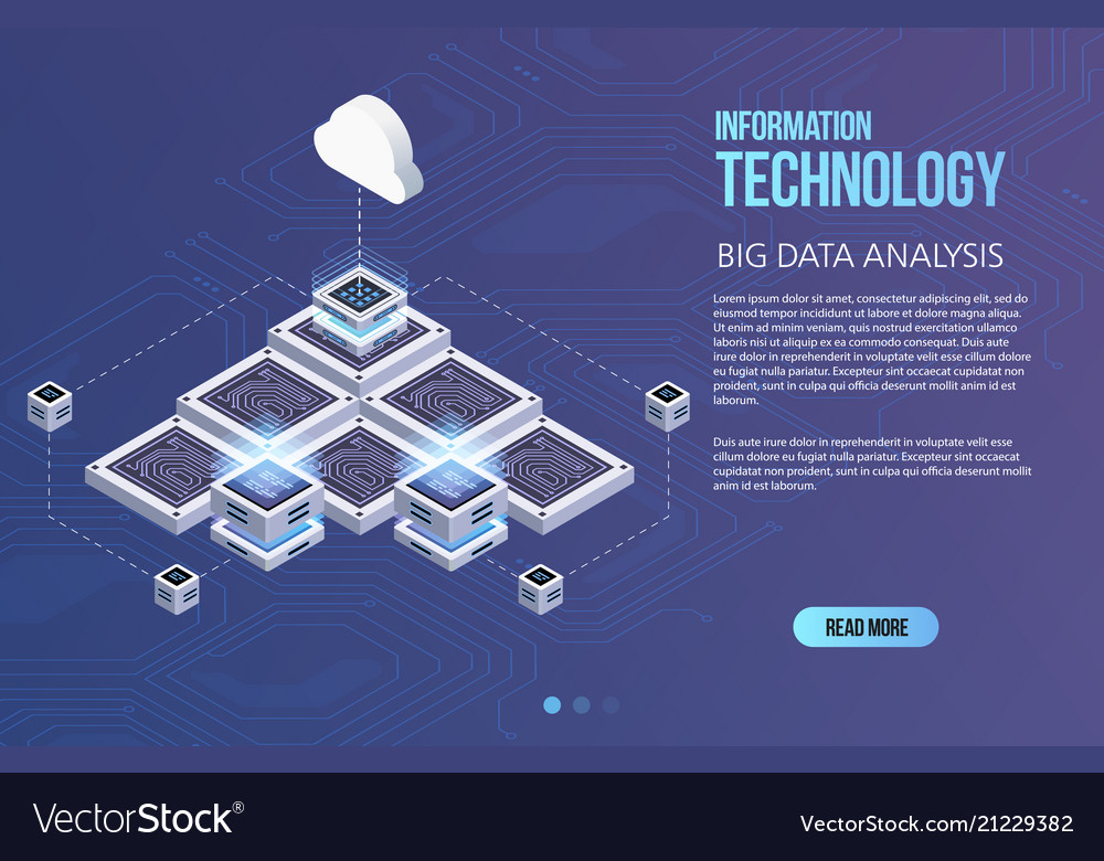 Concept of big data processing isometric Vector Image