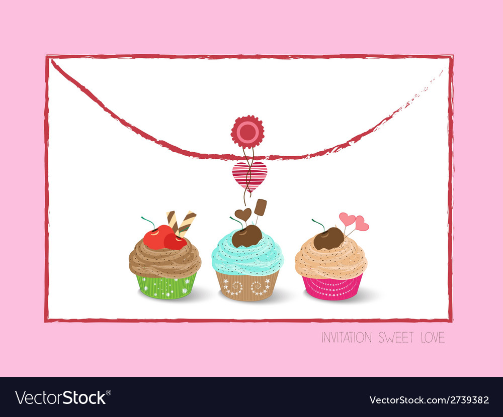 Envelope with cupcakes Royalty Free Vector Image