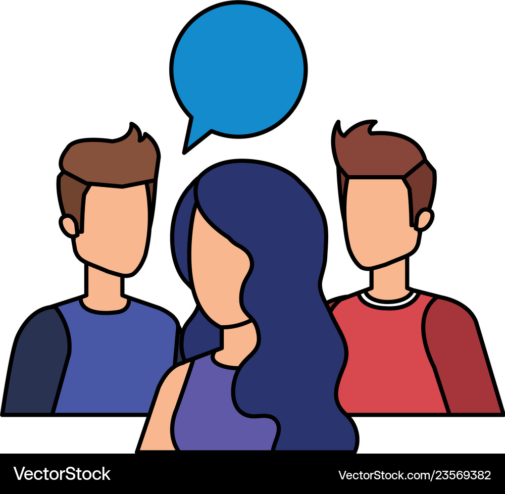 Group of people with speech bubble characters Vector Image