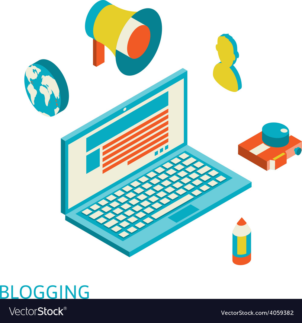 Isometric design modern concept blogging Vector Image