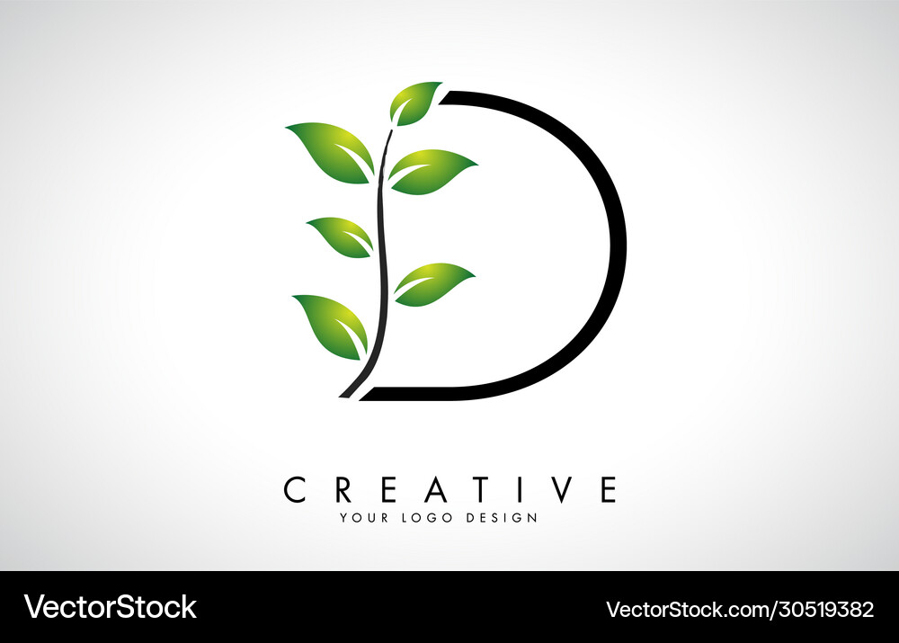 Leaf letter d logo design with green leaves Vector Image