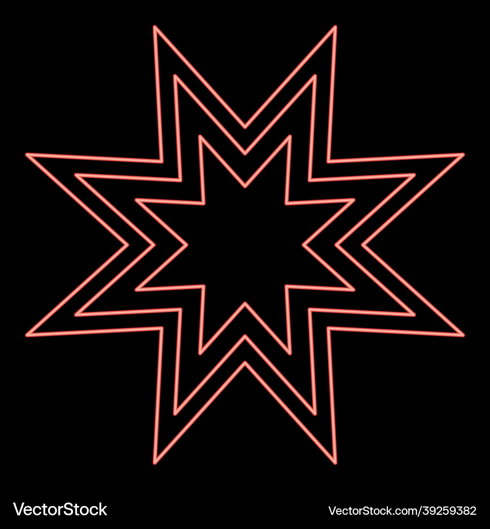 Neon trendy retro star red color flat style image Vector Image