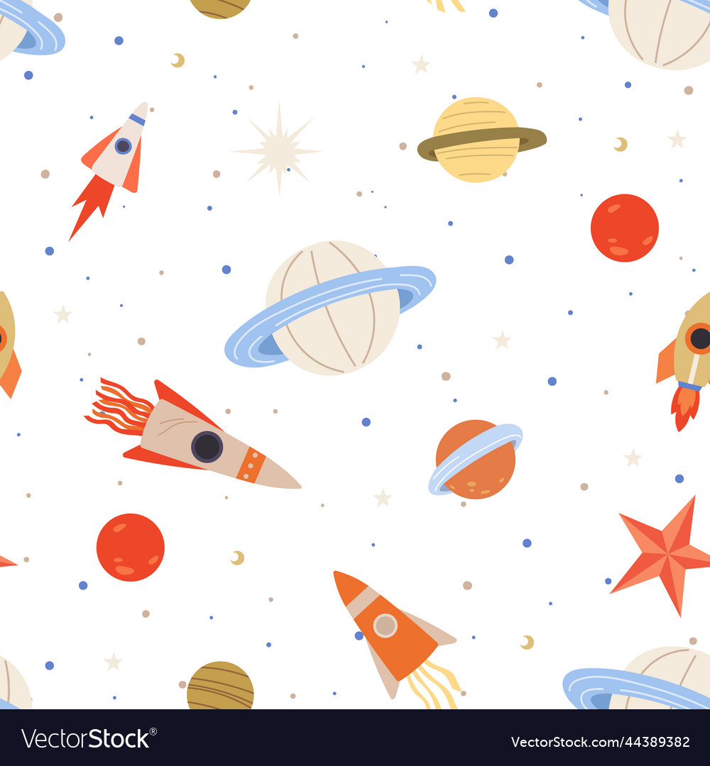 Seamless childish pattern with space elements Vector Image