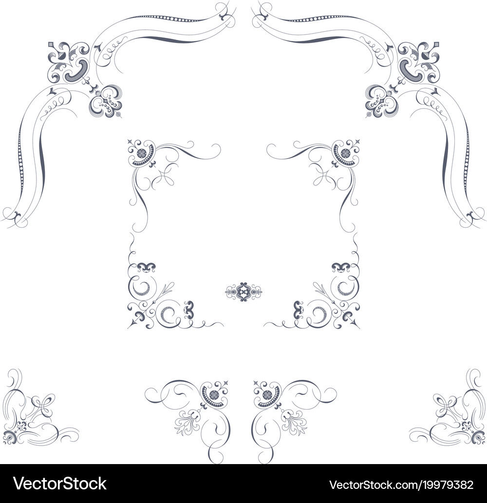Set of decorative corner ornaments Royalty Free Vector Image