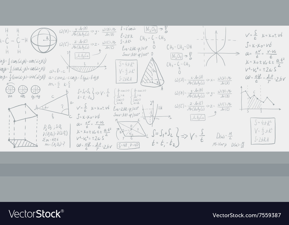 Background of white blackboard with mathematical Vector Image