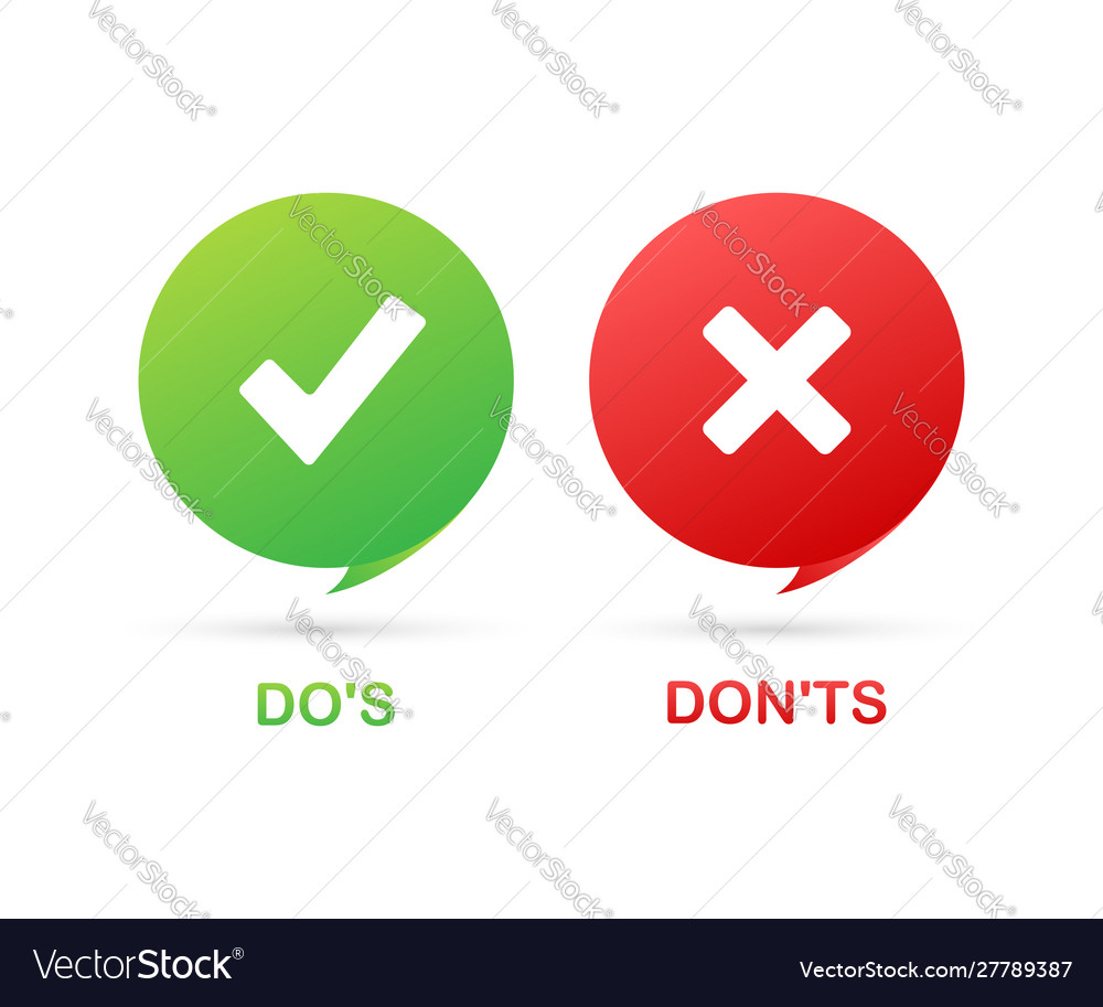 Dos And Donts Like Thumbs Up Or Down Flat Simple Vector Image