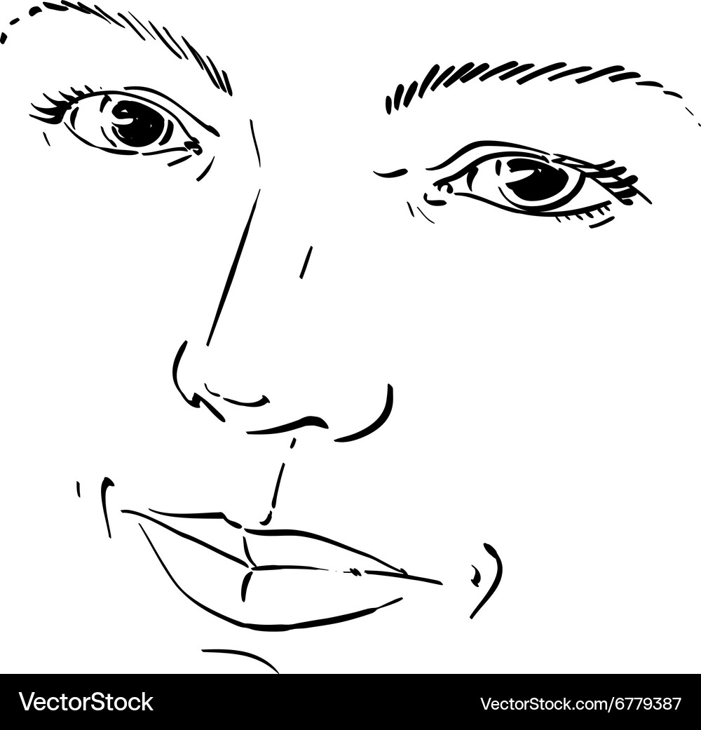 Facial expression hand-drawn of face romantic g Vector Image