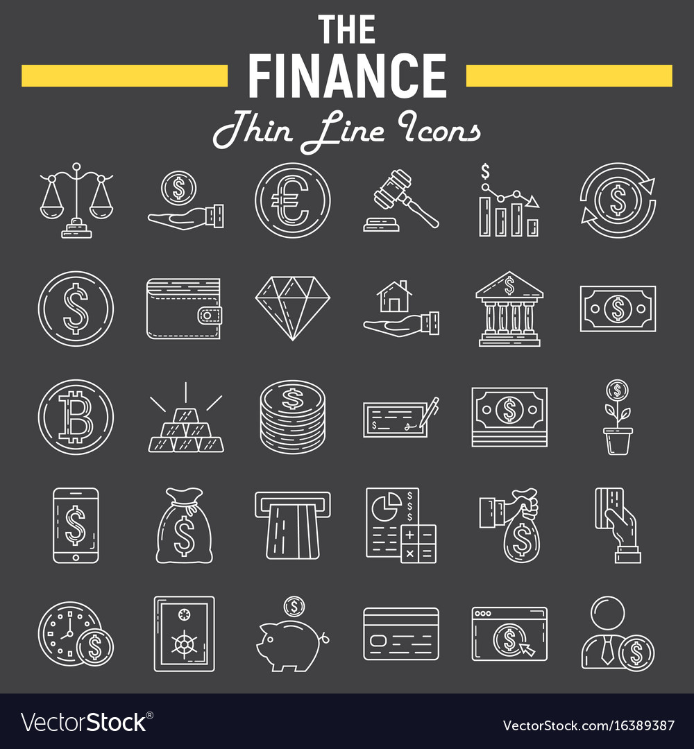 Finance line icon set business symbols collection Vector Image