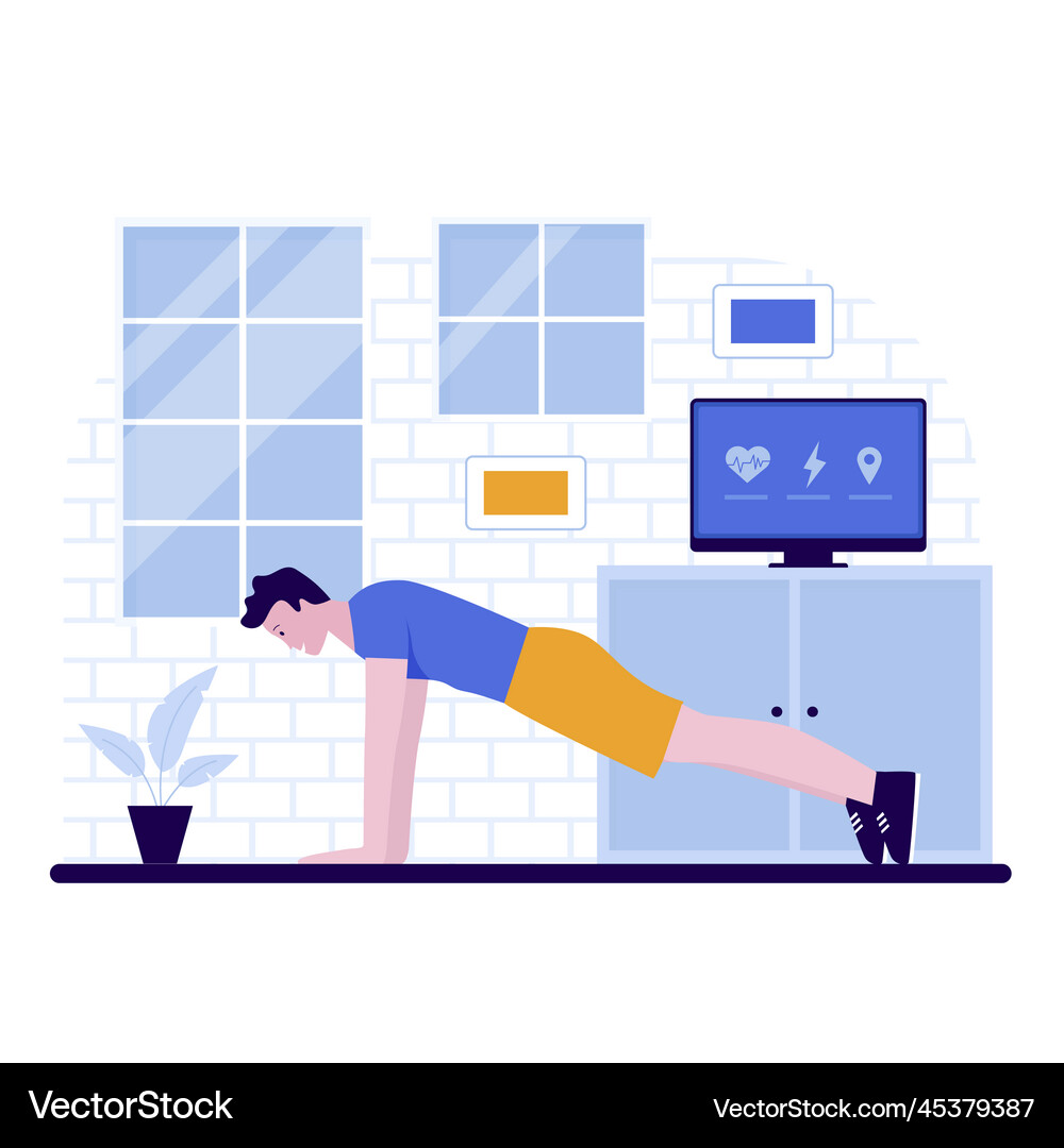 Flat design of man exercise at home Royalty Free Vector