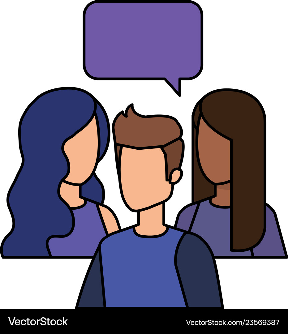 Group of people with speech bubble characters Vector Image