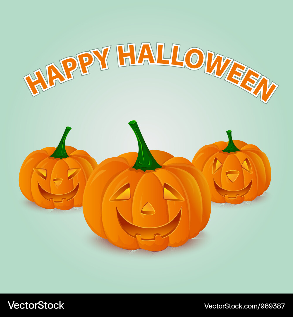 Halloween pumpkins card Royalty Free Vector Image