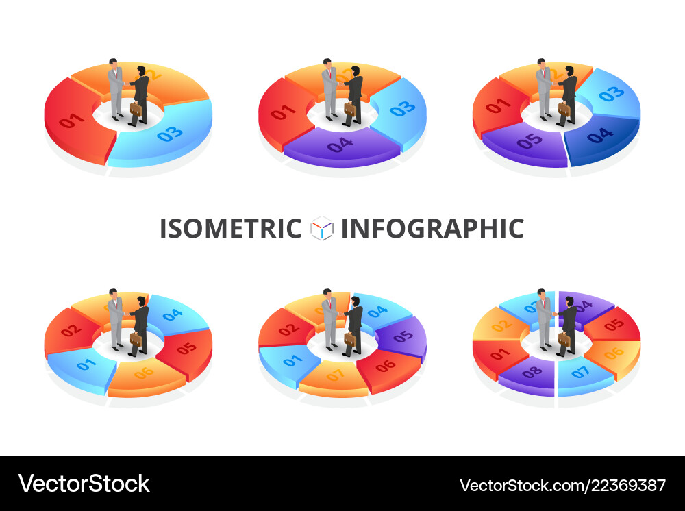 Isometric infographic with businessman Royalty Free Vector