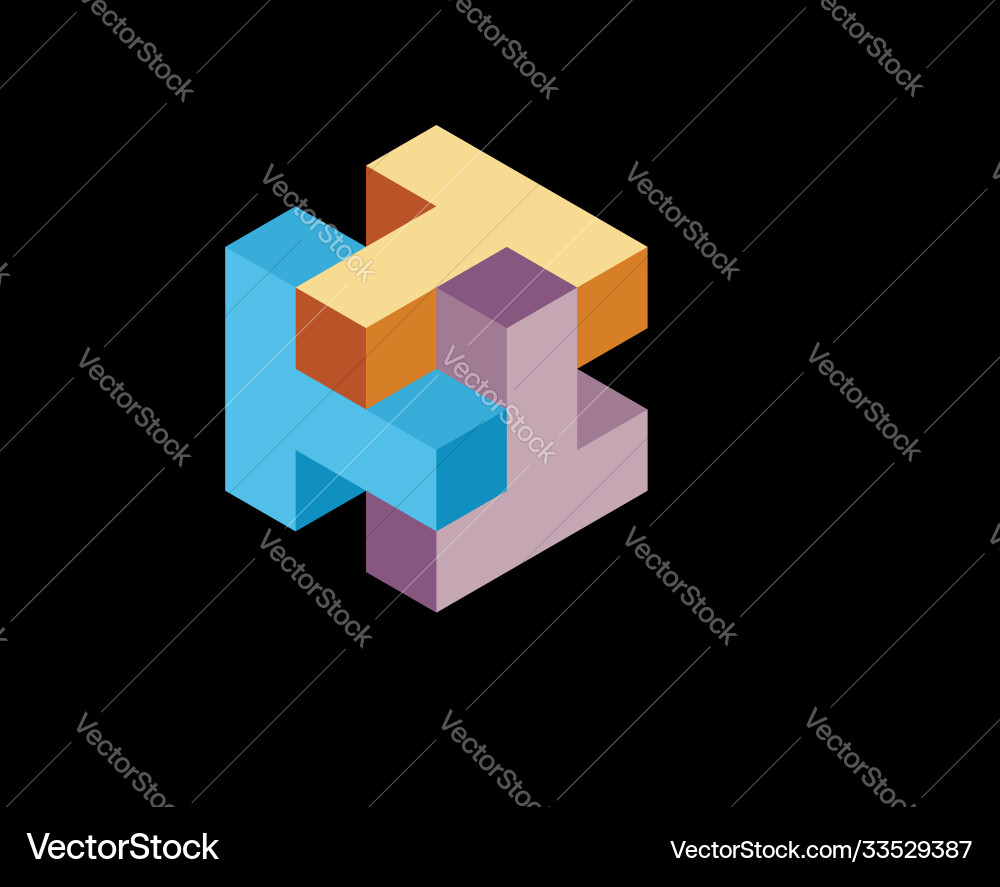 Isometric logo design concept rotated letter t Vector Image