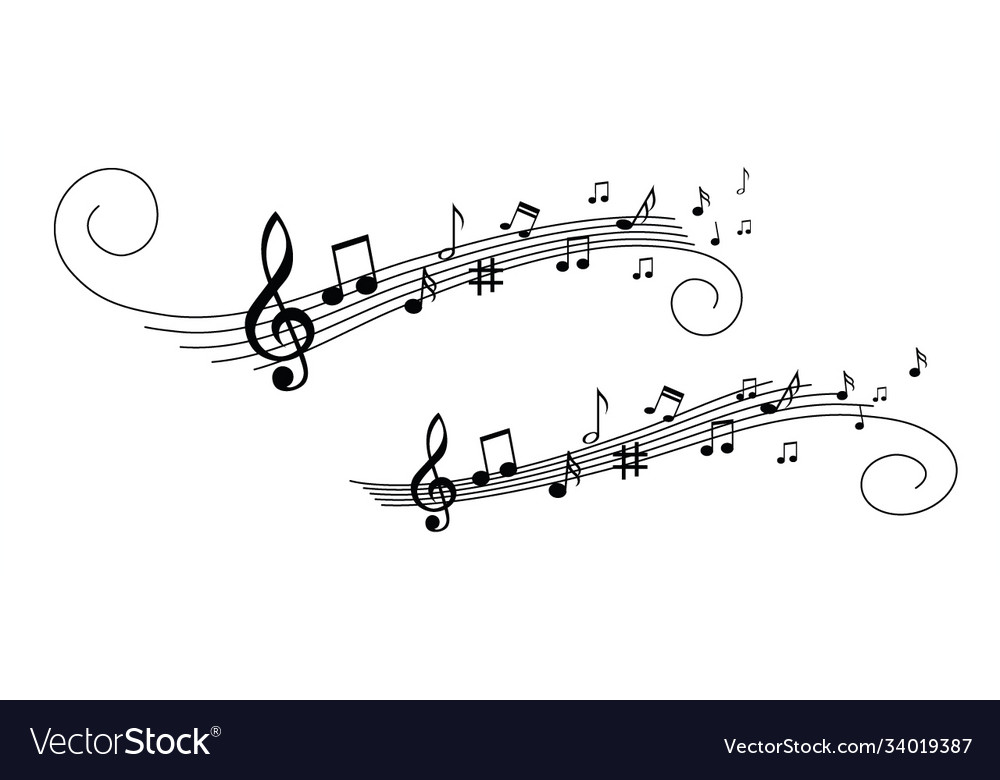 Musical notes stave line pattern Royalty Free Vector Image