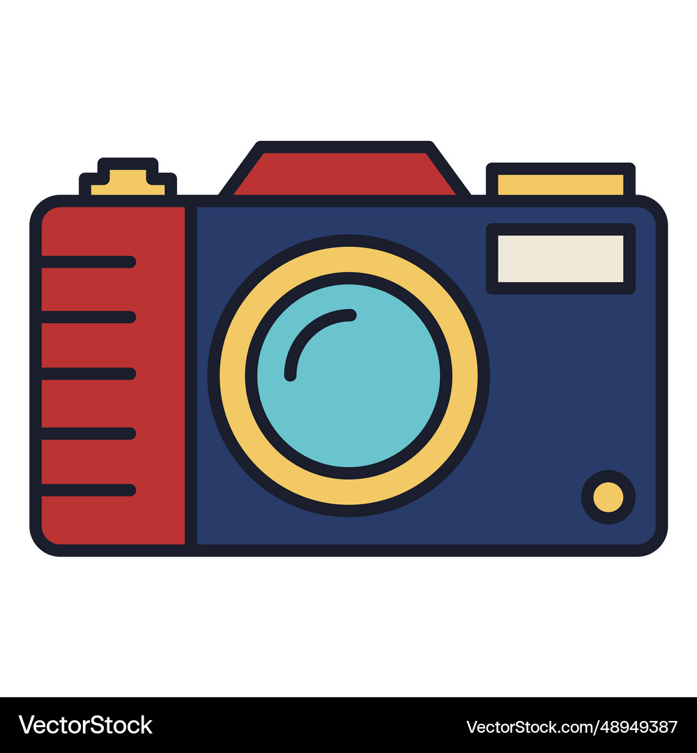 Photo camera colorful icon stroke Royalty Free Vector Image