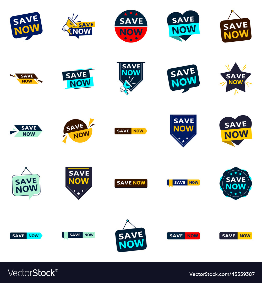 Save now 25 fresh typographic elements Royalty Free Vector