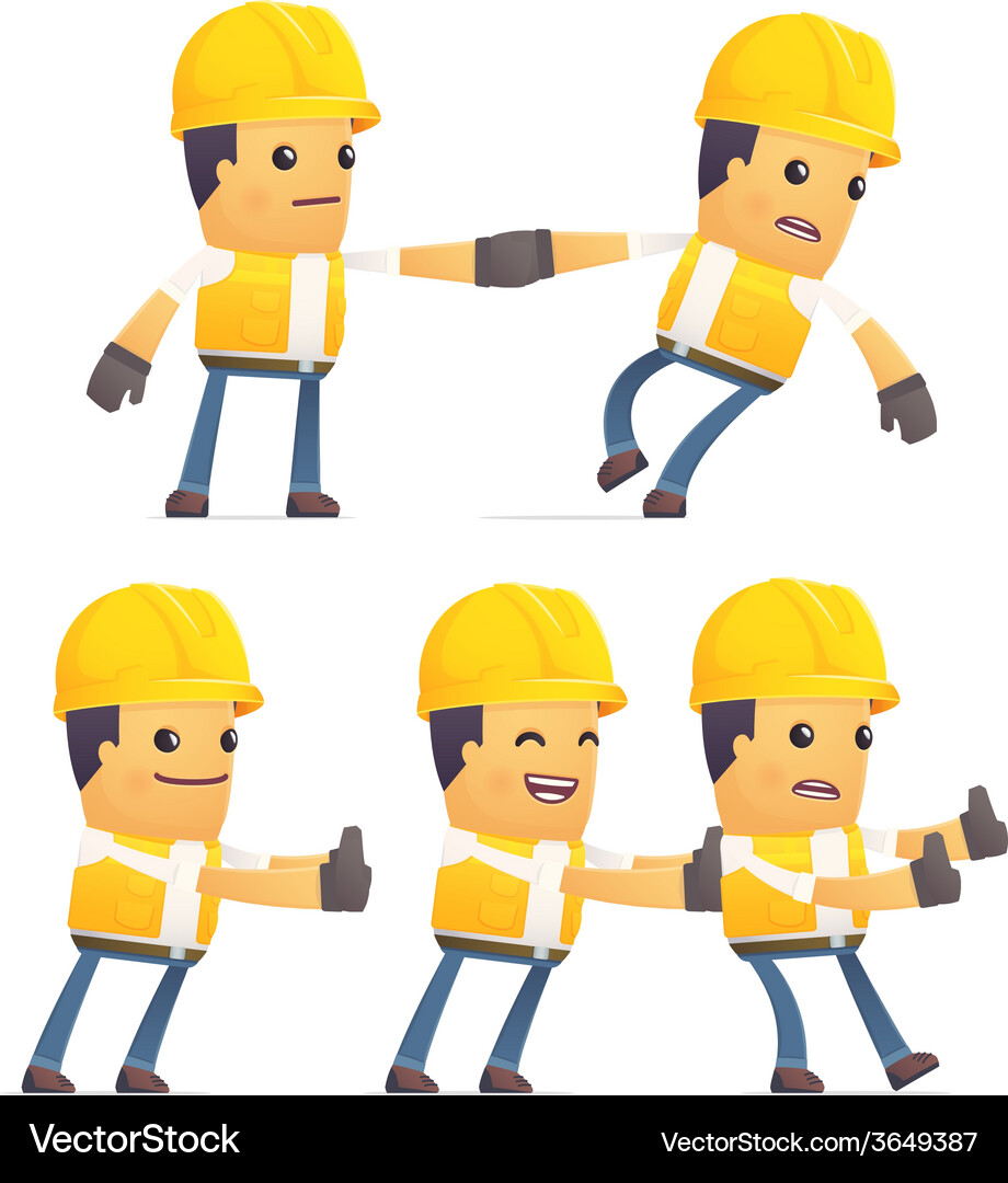 Set of contractor character in different poses Vector Image