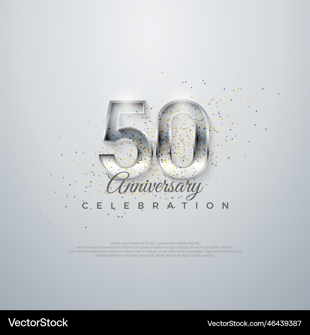 Silver elegant number 50th on a glossy white Vector Image