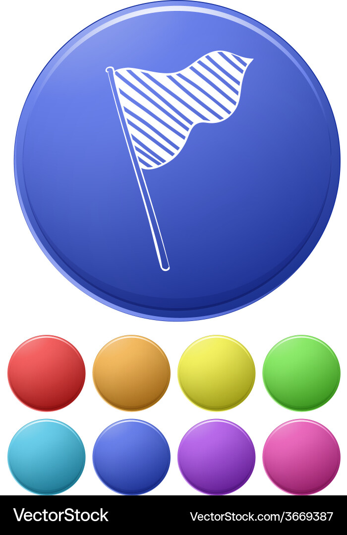 Small buttons and a big button with flag Vector Image