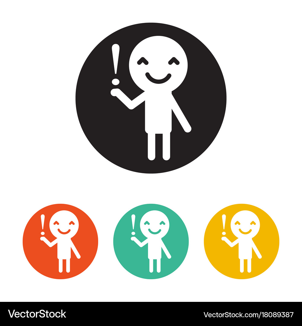 Smiling human hold the attention sign Royalty Free Vector