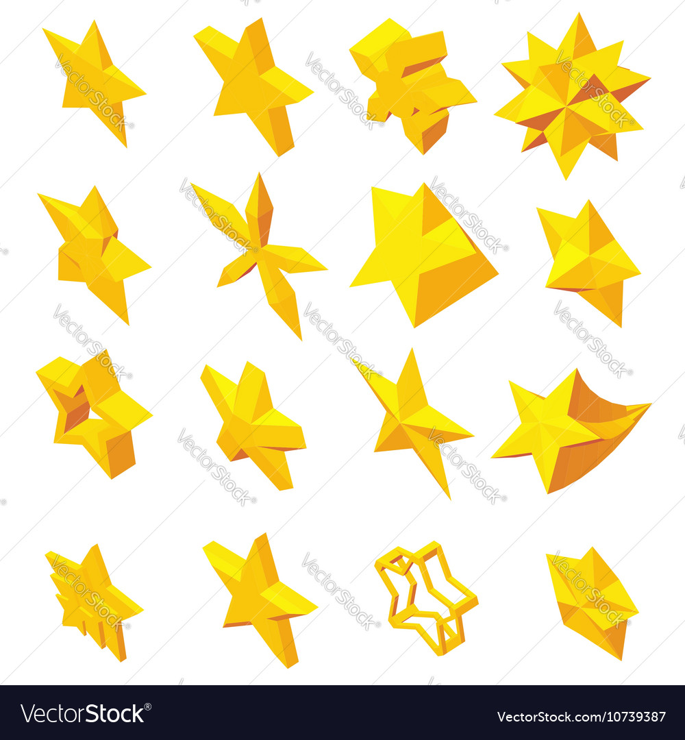 Star icons set isometric 3d style Royalty Free Vector Image
