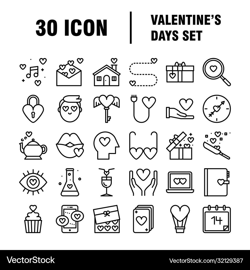 Valentine icon set happy day related Royalty Free Vector